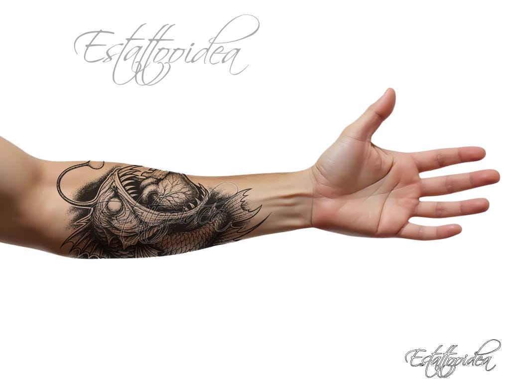 Anglerfish Tattoo | Abyssal Fish Tattoo | Horror Tattoo | Sea Monster ...