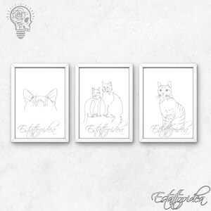 Custom Fine Line Cat Portrait - Linear Cat Tattoo Design - One Line Cat ...