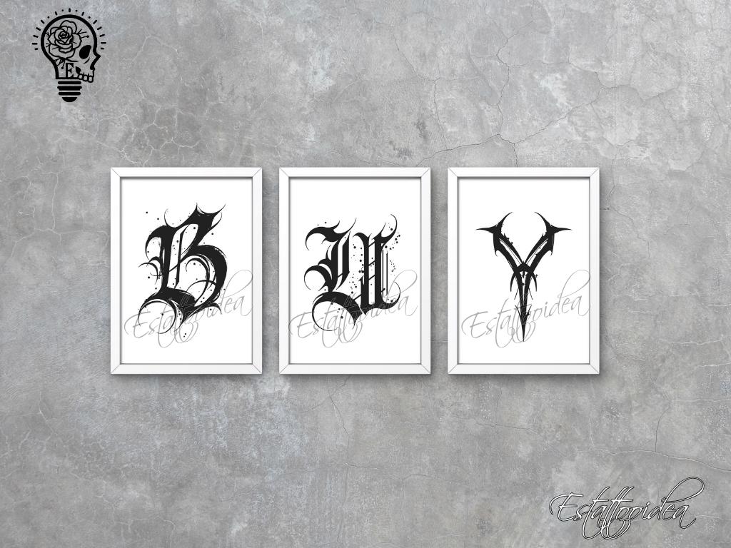 241 Dark Ornamental Tattoo Lettering Procreate Brushes | Alphabet ...