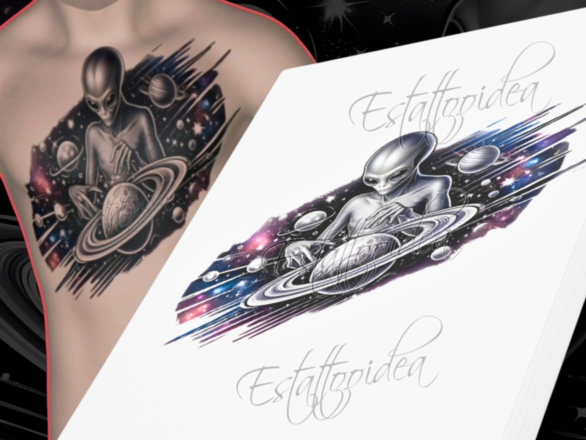 Alien Tattoo | Alien Tattoo Design | Space Tattoo | Alien Drawing ...