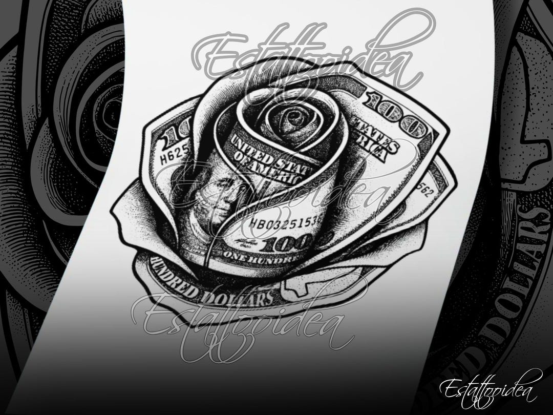 Money Rose Tattoo | 100 Bill Rose Tattoo | Dollar Rose | Cash Rose ...