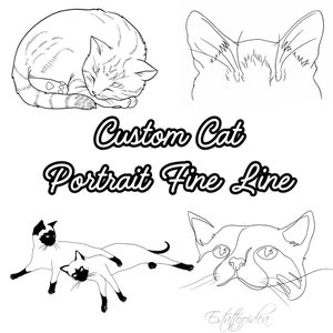 Custom Fine Line Cat Portrait - Linear Cat Tattoo Design - One Line Cat ...