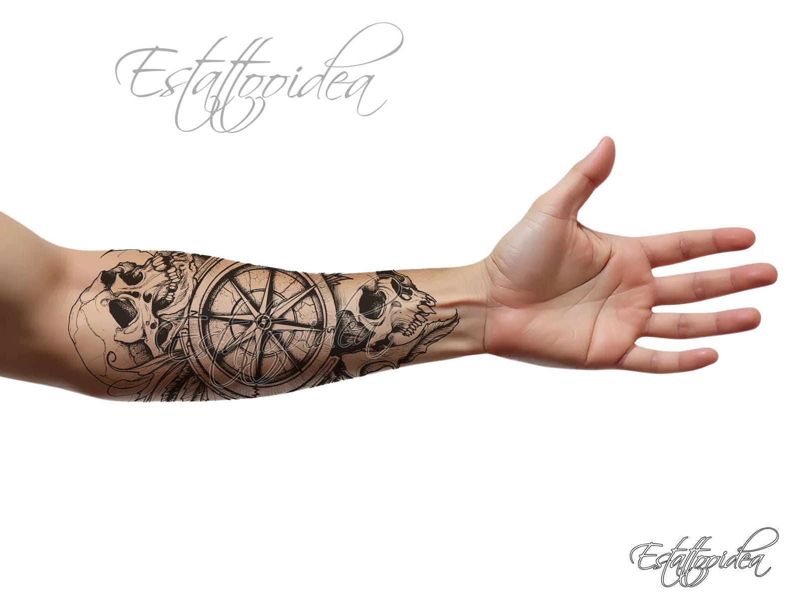 Compass Tattoo With Skulls | Compass and Skulls Tattoo Design | Compass ...