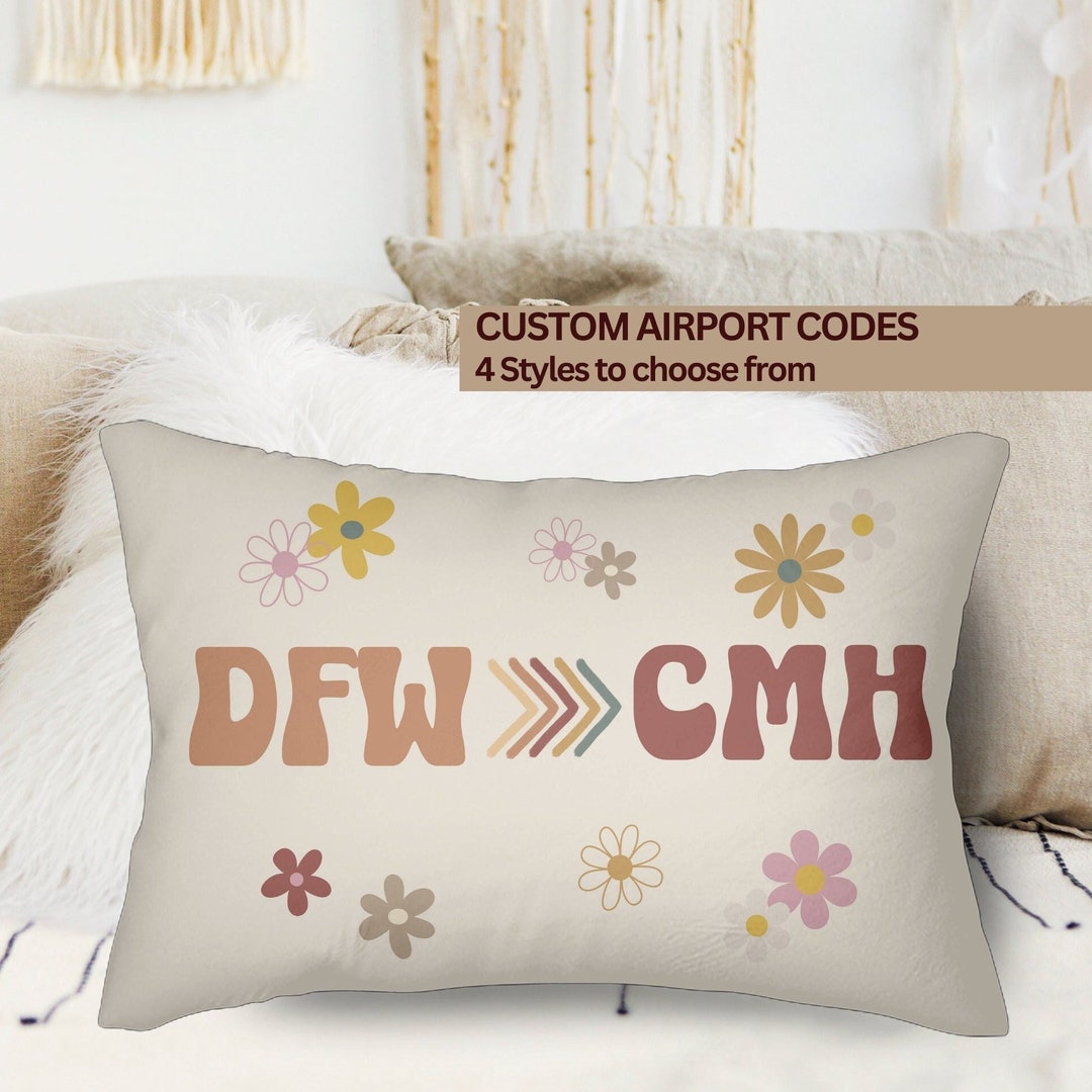 Personalized Airport Codes Dorm Room Throw Pillow Customized Boho ...