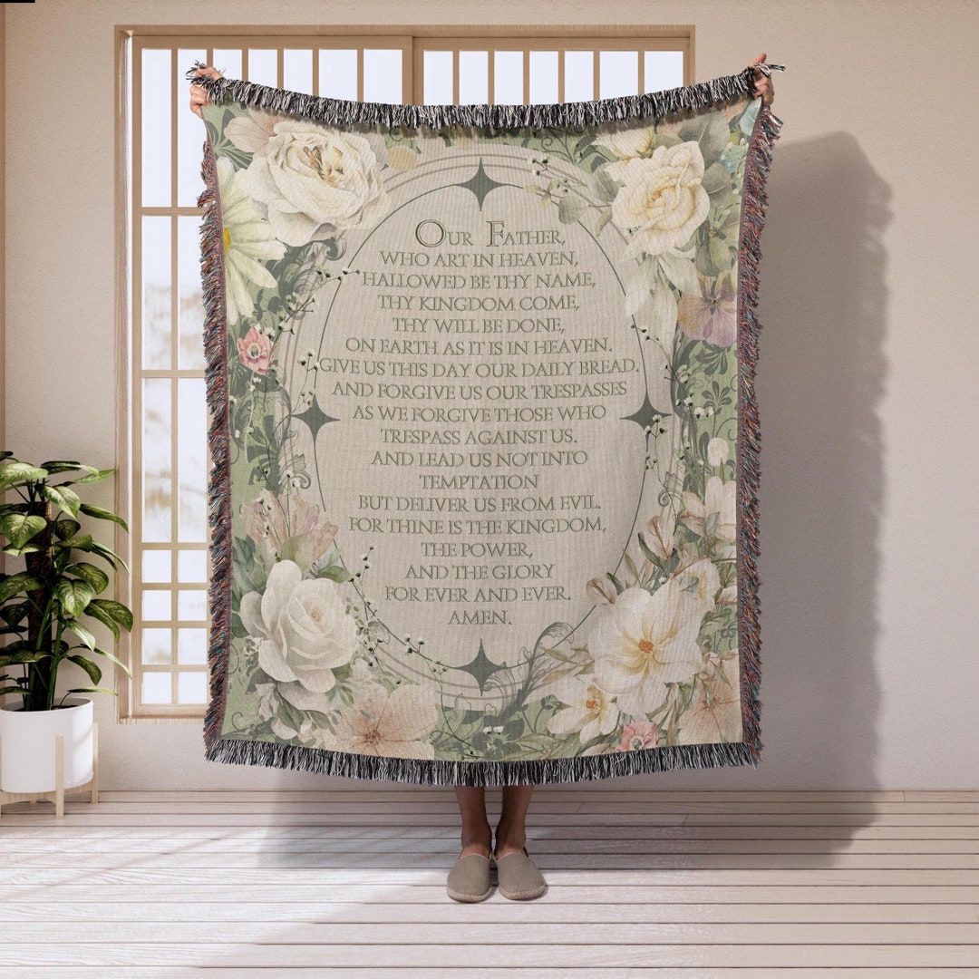 Lords Prayer Woven Throw Blanket Housewarming Gift Christian Home Decor ...