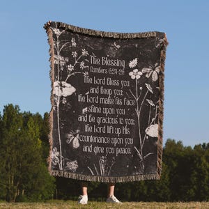 Woven Blanket Priestly Blessing Throw Blanket Housewarming Gift Black ...