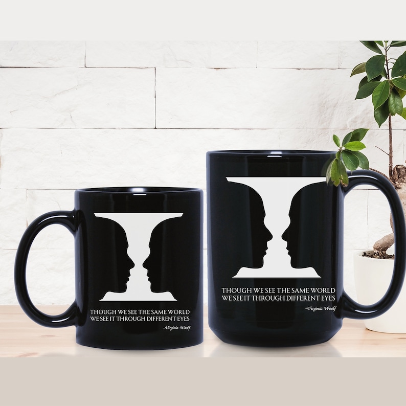 Psychology Mug Optical Illusion Face Vase Mug Perception Illusion Gift ...