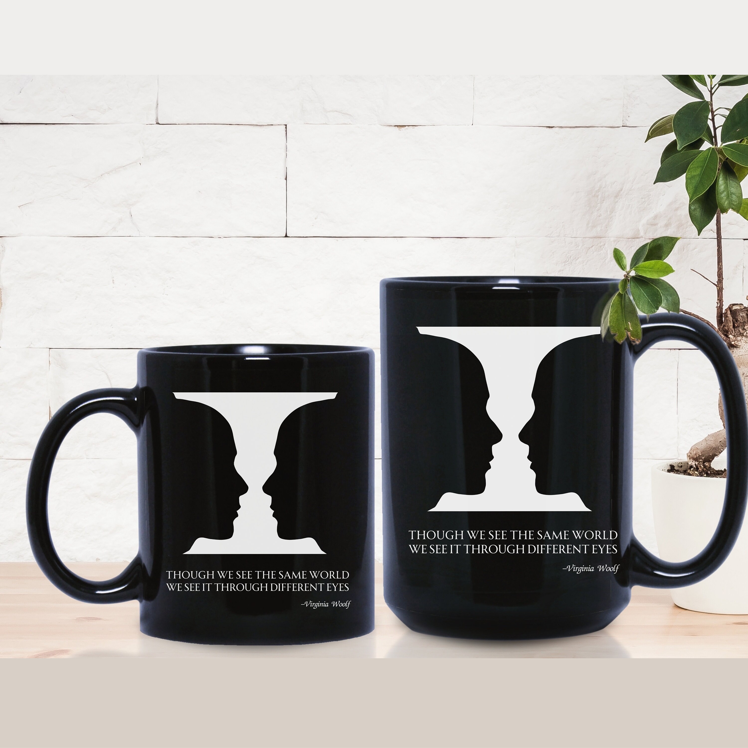 Psychology Mug Optical Illusion, Face Vase Perception Illusion, Gift ...