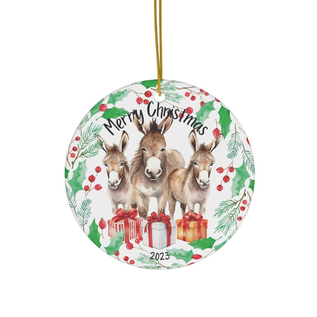 CUSTOM DONKEY Ornament, Personalized Christmas Ornament Cute Mini ...