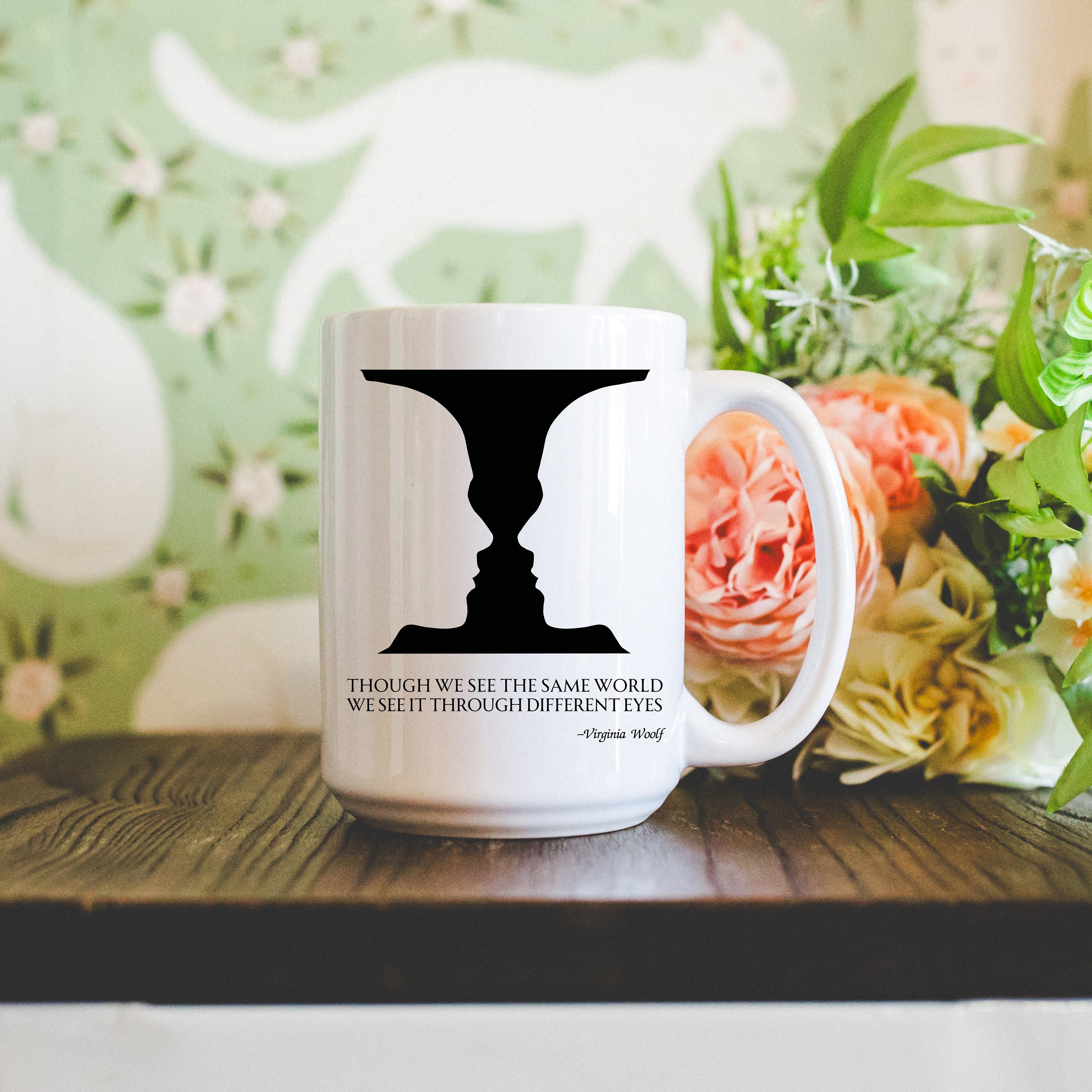 Psychology Mug Optical Illusion, Face Vase Perception Illusion, Gift ...