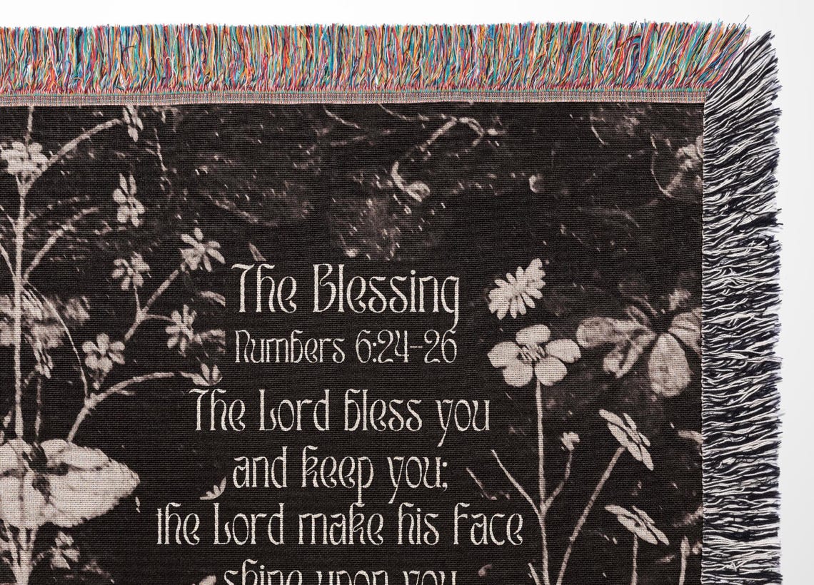 Woven Blanket Priestly Blessing Throw Blanket Housewarming Gift Black ...