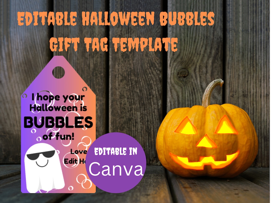 Editable Happy Halloween Bubbles Gift Tag Digital Template - Etsy
