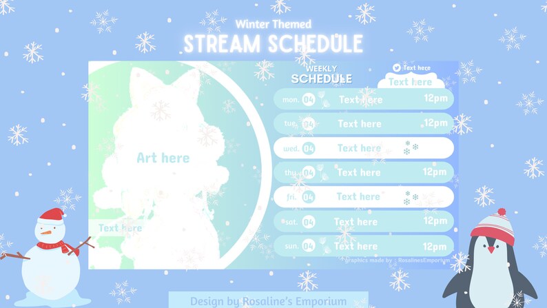 Blue / Sky Blue / Stream Schedule Template / Winter / Cute / Stream ...