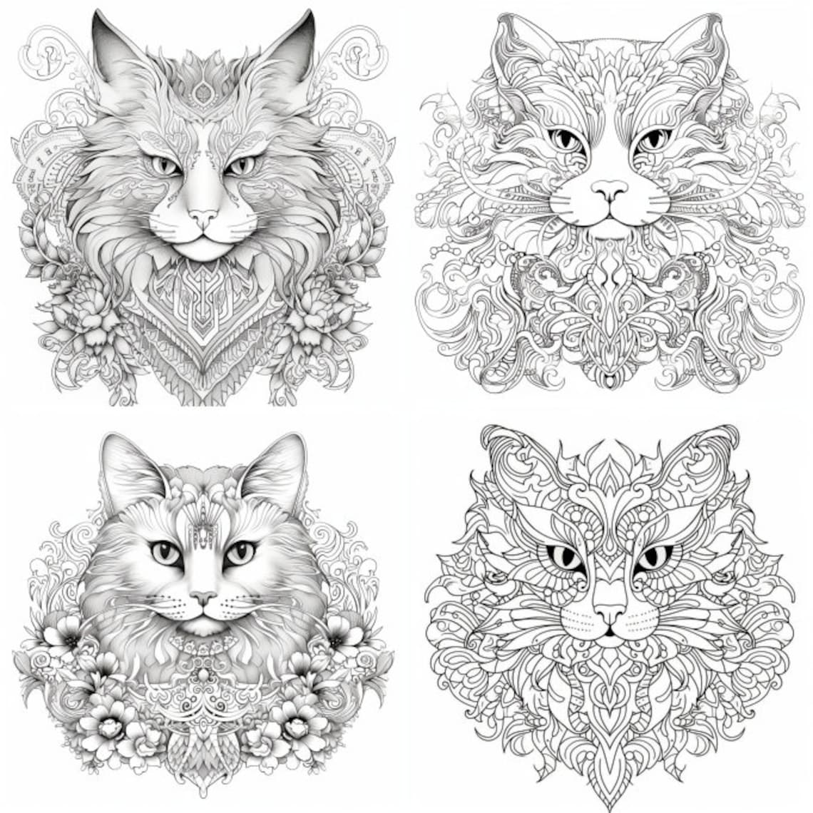 Mandala Meow: Serene Feline Designs for Adult Coloring Bliss Digital ...