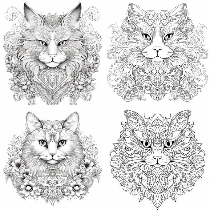 Mandala Meow: Serene Feline Designs for Adult Coloring Bliss Digital ...