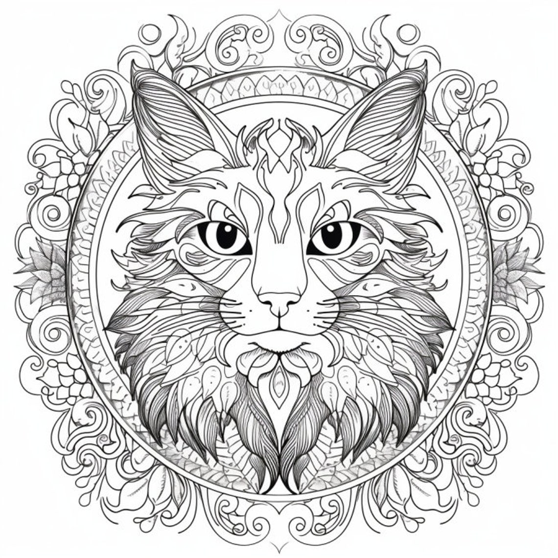Mandala Meow: Serene Feline Designs for Adult Coloring Bliss Digital ...