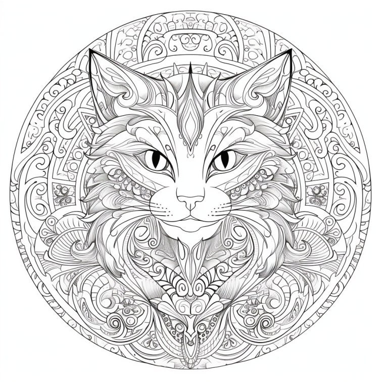 Mandala Meow: Serene Feline Designs for Adult Coloring Bliss Digital ...
