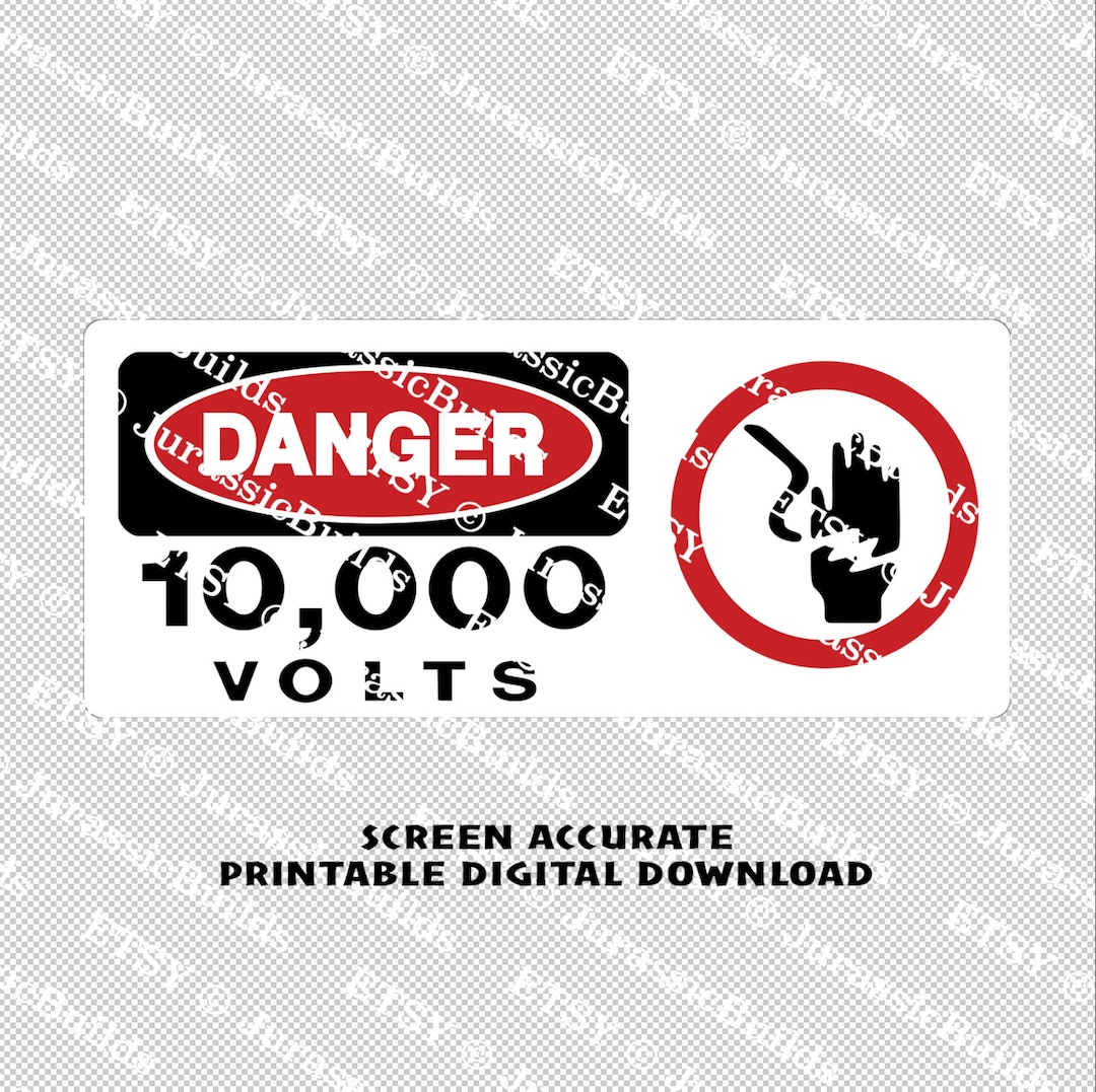Jurassic Park 10.000 Volt Screen Accurate Sign, Printable Digital ...
