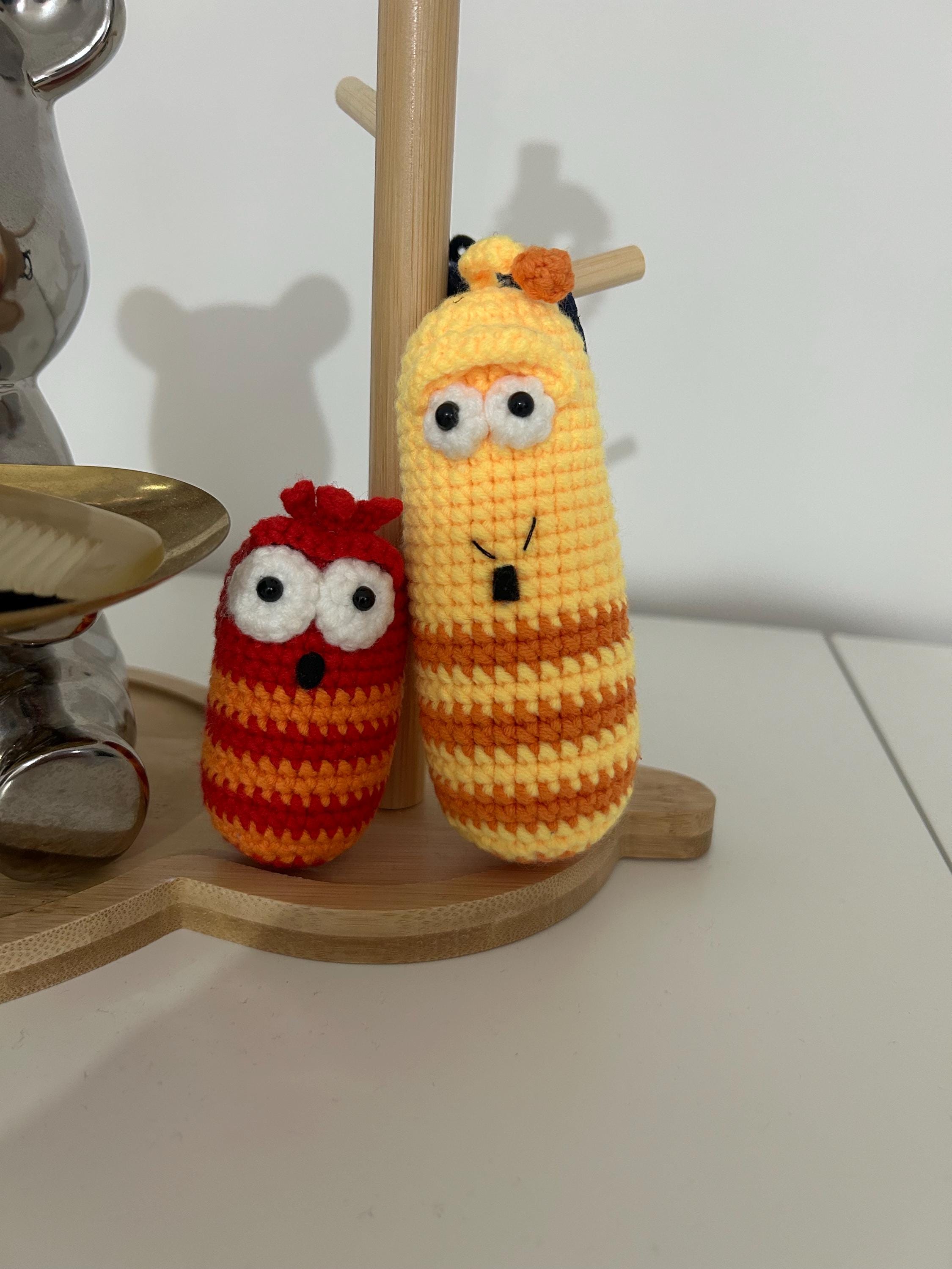 Handmade Crochet Red and Yellow Larva Doll - Etsy