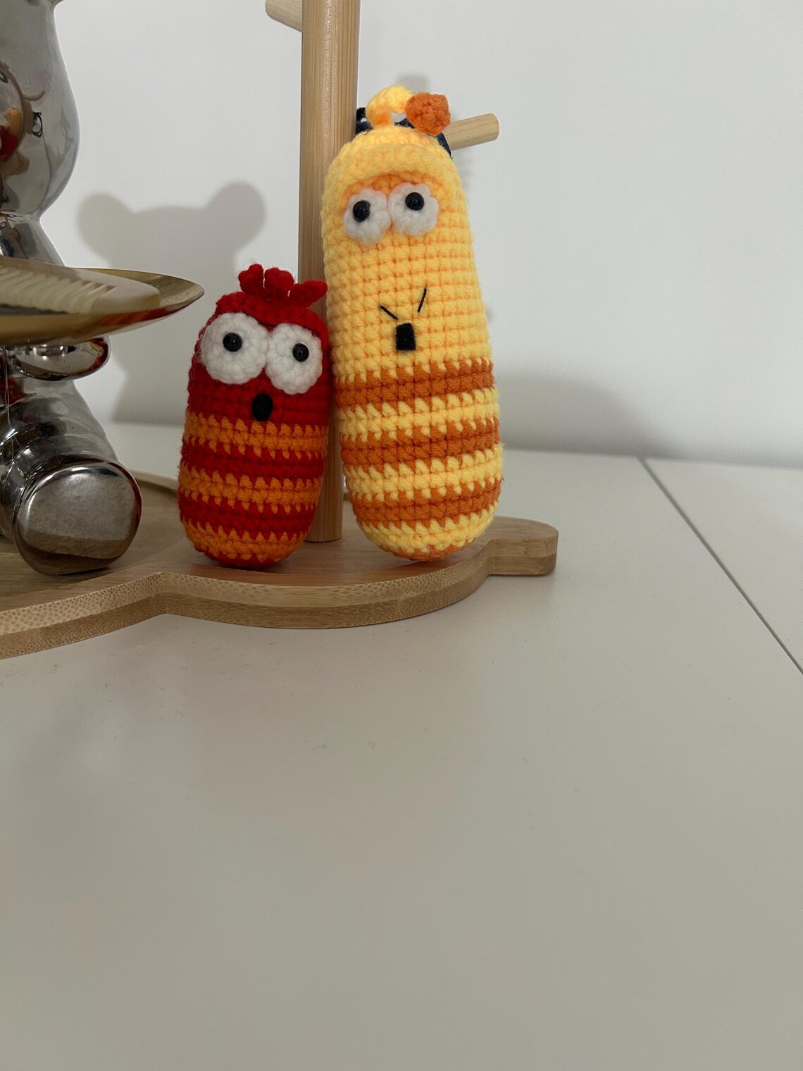 Handmade Crochet Red and Yellow Larva Doll - Etsy