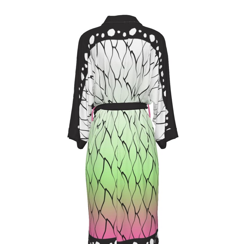 Demon Slayer Kocho Shinobu Satin Kimono Robe Robe / Anime Robe ...