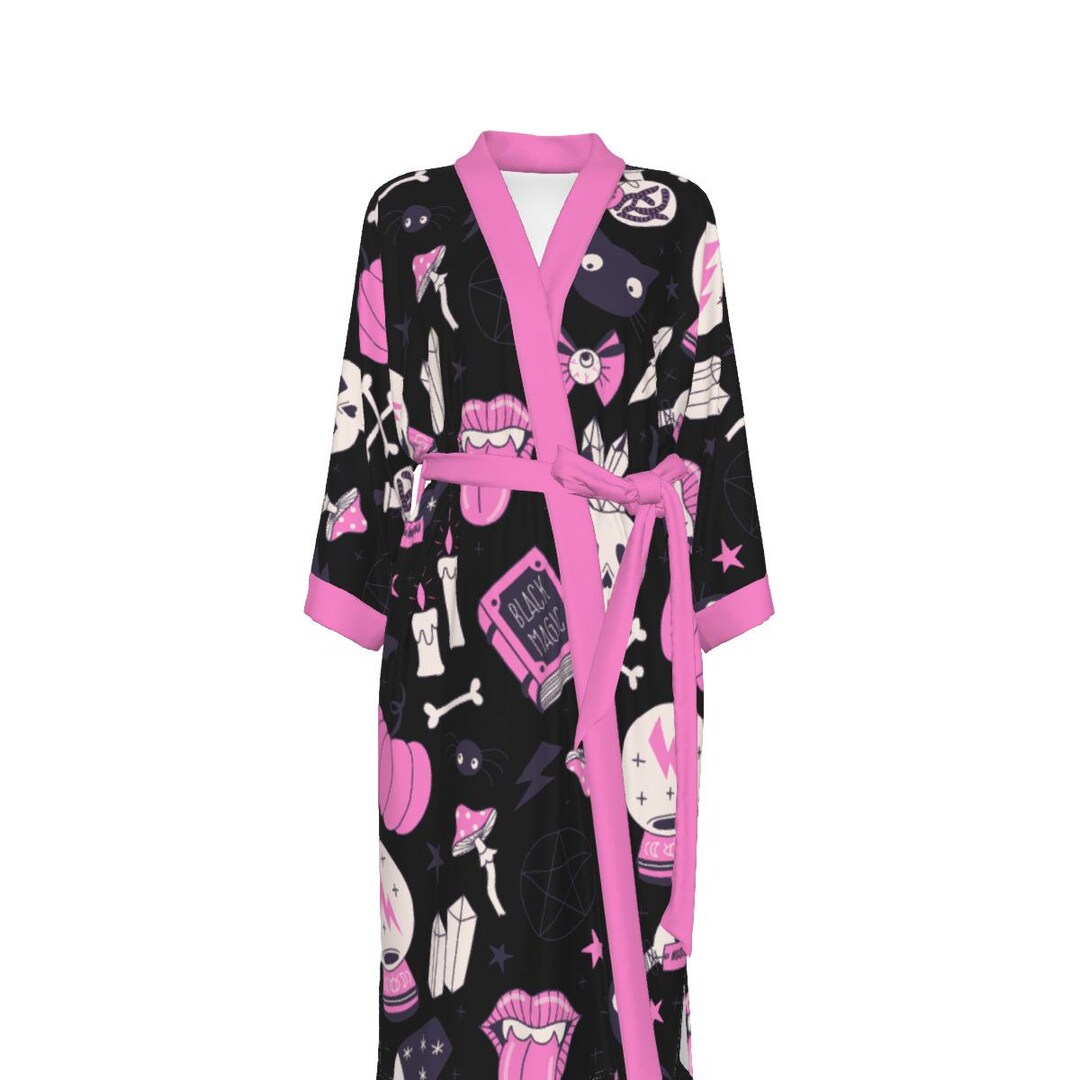 Pastel Spooky Satin Kimono Robe Robe / Witch Robe / Gothic Robe ...