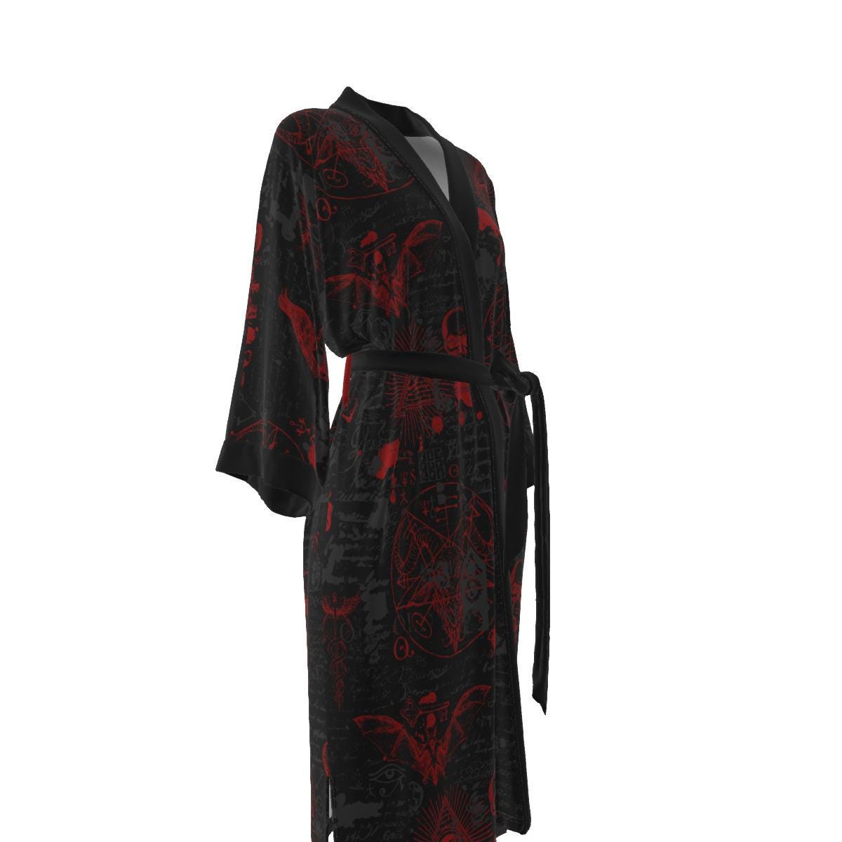 Luciferian / Leviathan / Occult Satin Kimono Robe Robe / Witch Robe ...