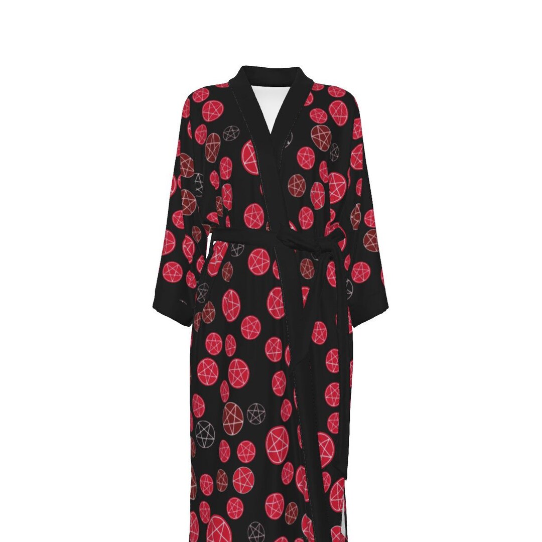 Pentagrams / Occult Satin Kimono Robe Robe / Witch Robe / Gothic Robe ...