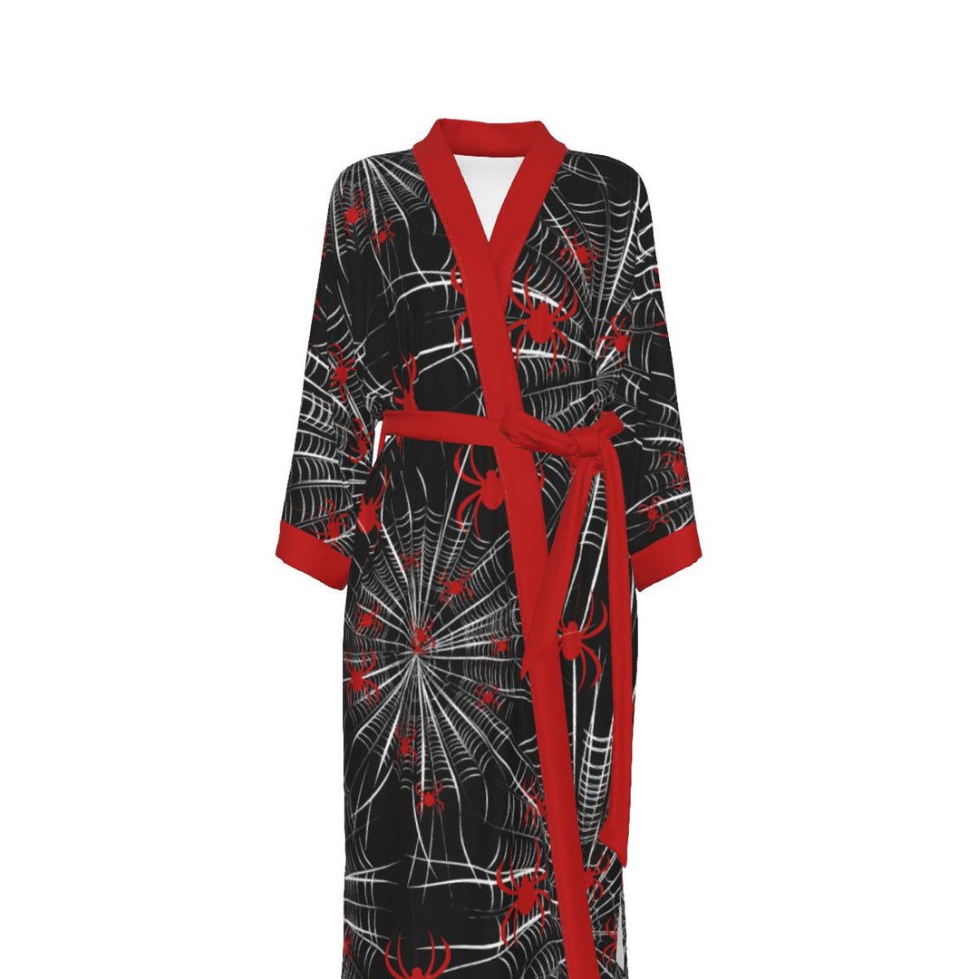 Red Widow Satin Kimono Robe Robe / Witch Robe / Gothic Robe Kovenkhaos ...