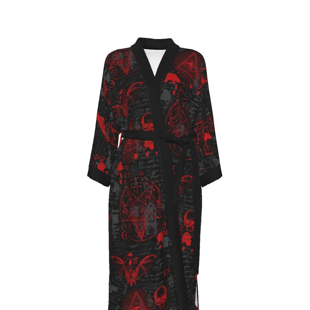 Luciferian / Leviathan / Occult Satin Kimono Robe Robe / Witch Robe ...