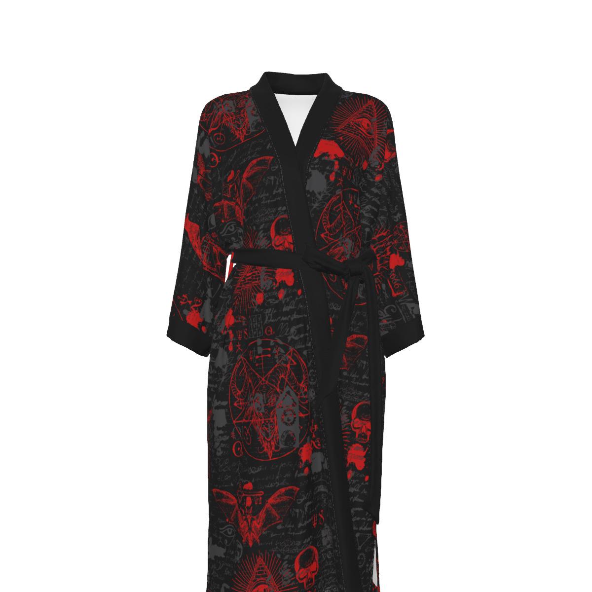 Luciferian / Leviathan / Occult Satin Kimono Robe Robe / Witch Robe ...