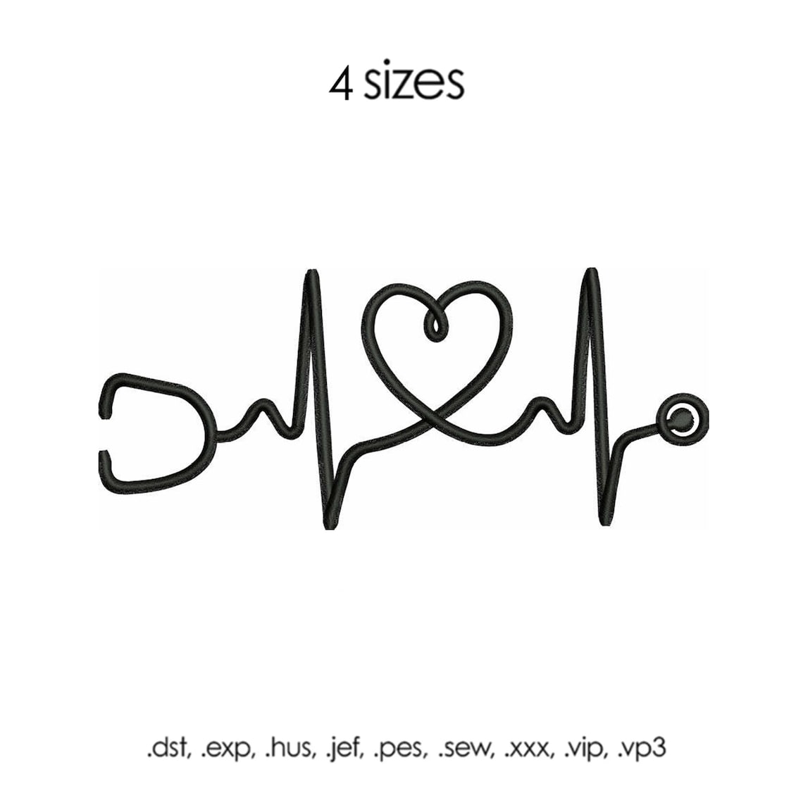 Nurse Machine Embroidery File, 4 Sizes, EKG Pes, Medical Embroidery ...