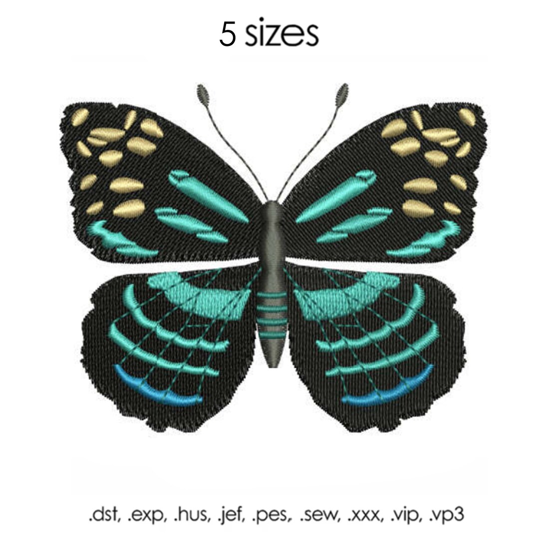 Butterfly Embroidery File, Machine Embroidery, 5 Sizes, Butterfly ...
