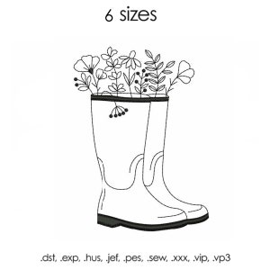 Rainboots Embroidery Design, 6 Sizes, Instant Download Spring ...