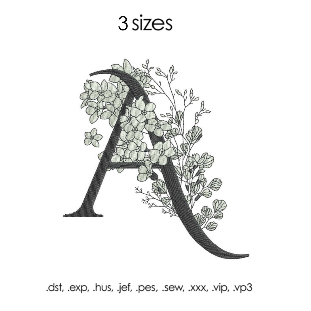 Monogram Letter A Machine Embroidery File, 3 Sizes, Embroidery File Pes ...