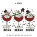 Christmas Wine Glass Embroidery Design, Christmas Pes Drink Drank Drunk ...