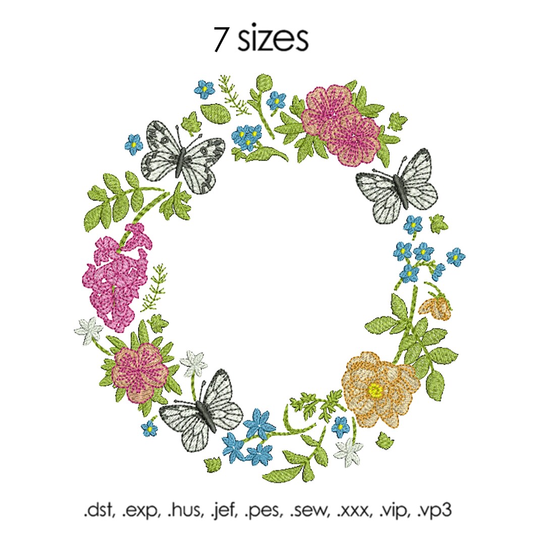Easter Embroidery File, Floral Wreath Pes Machine Embroidery Files, 7 ...