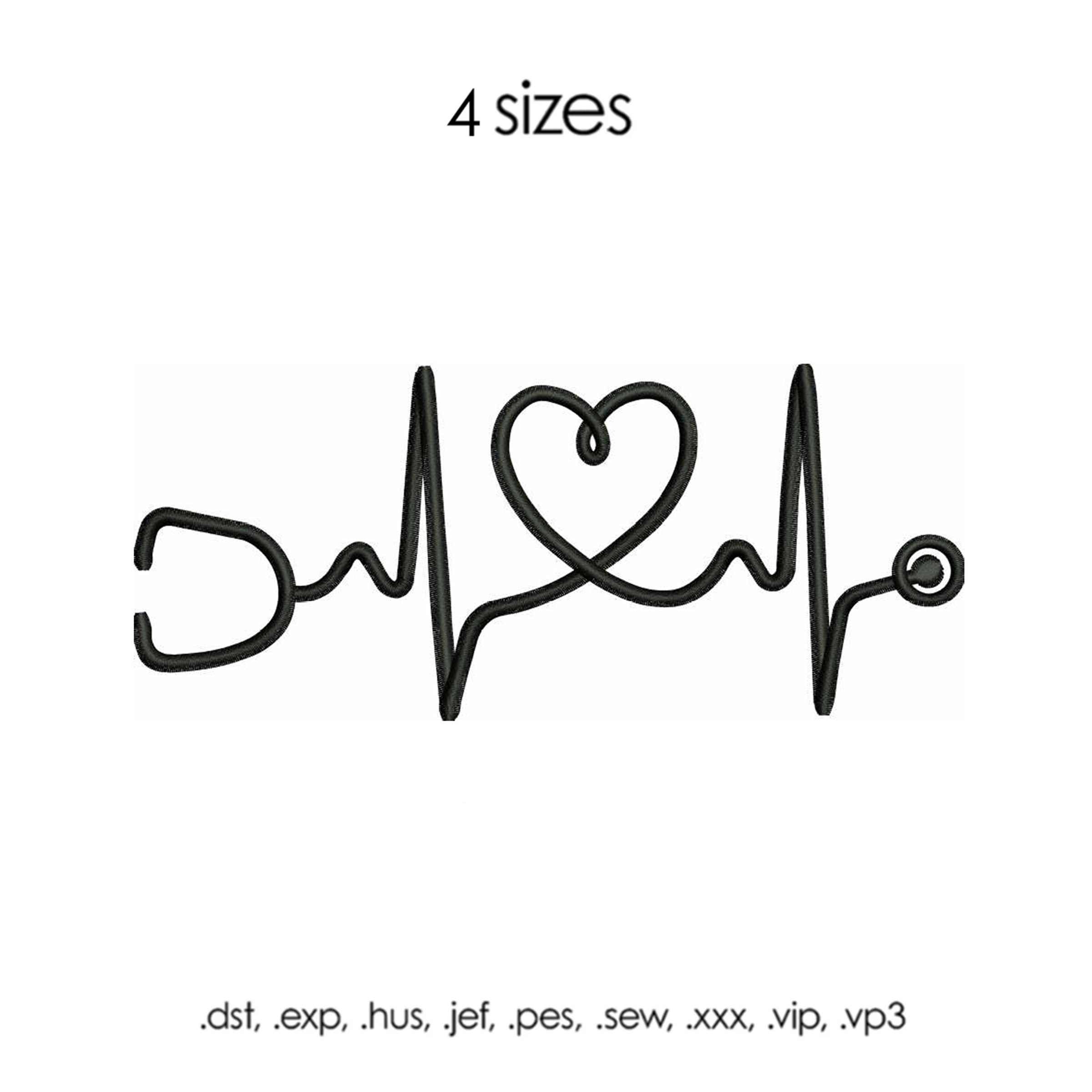 Nurse Machine Embroidery File, 4 Sizes, EKG Pes, Medical Embroidery ...