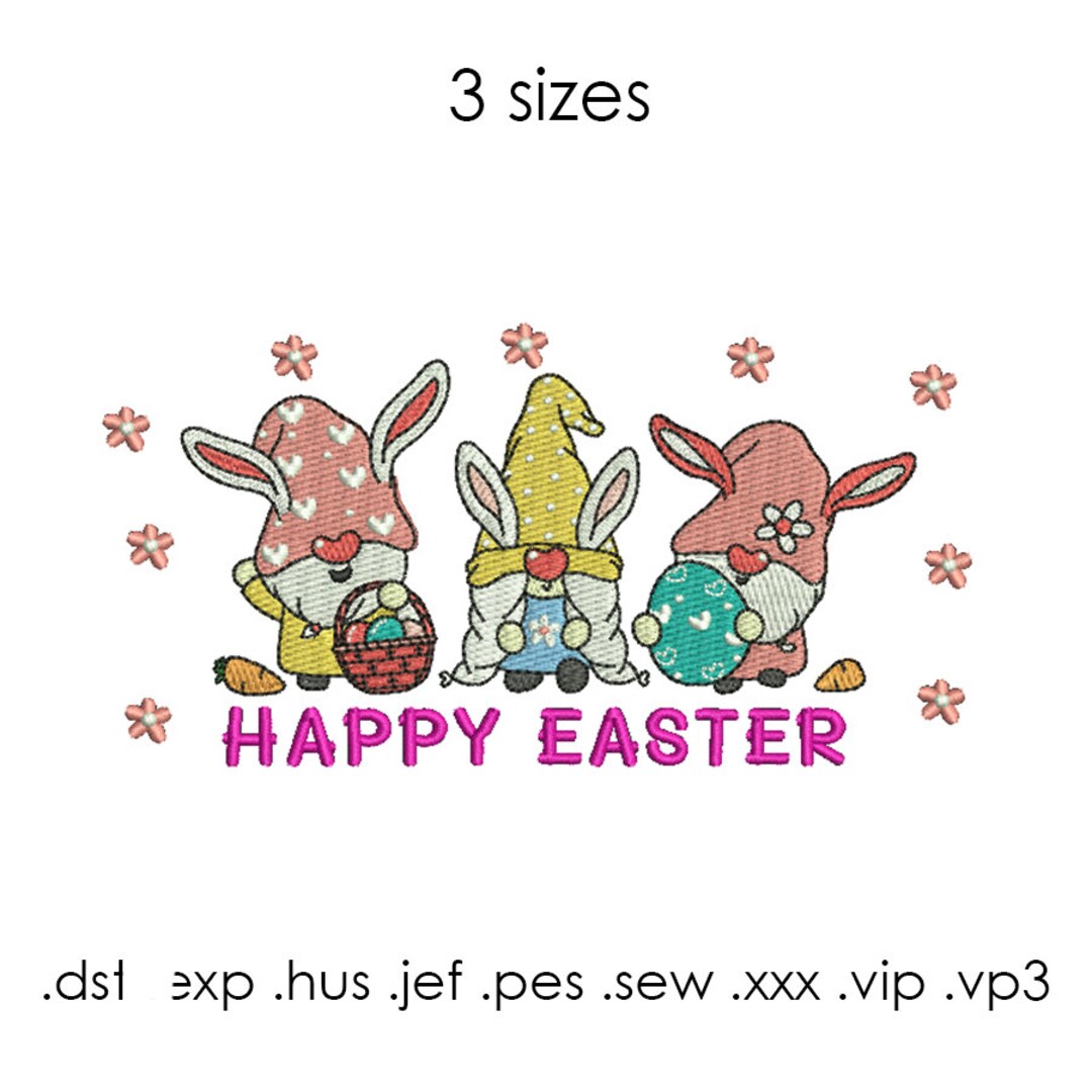 Happy Easter Embroidery Design, Easter Embroidery Machine File, 3 Sizes ...