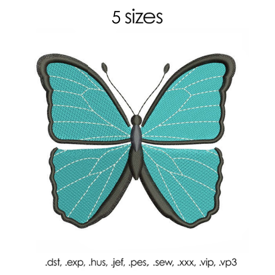 Butterfly Embroidery File, Machine Embroidery, 5 Sizes, Butterfly ...