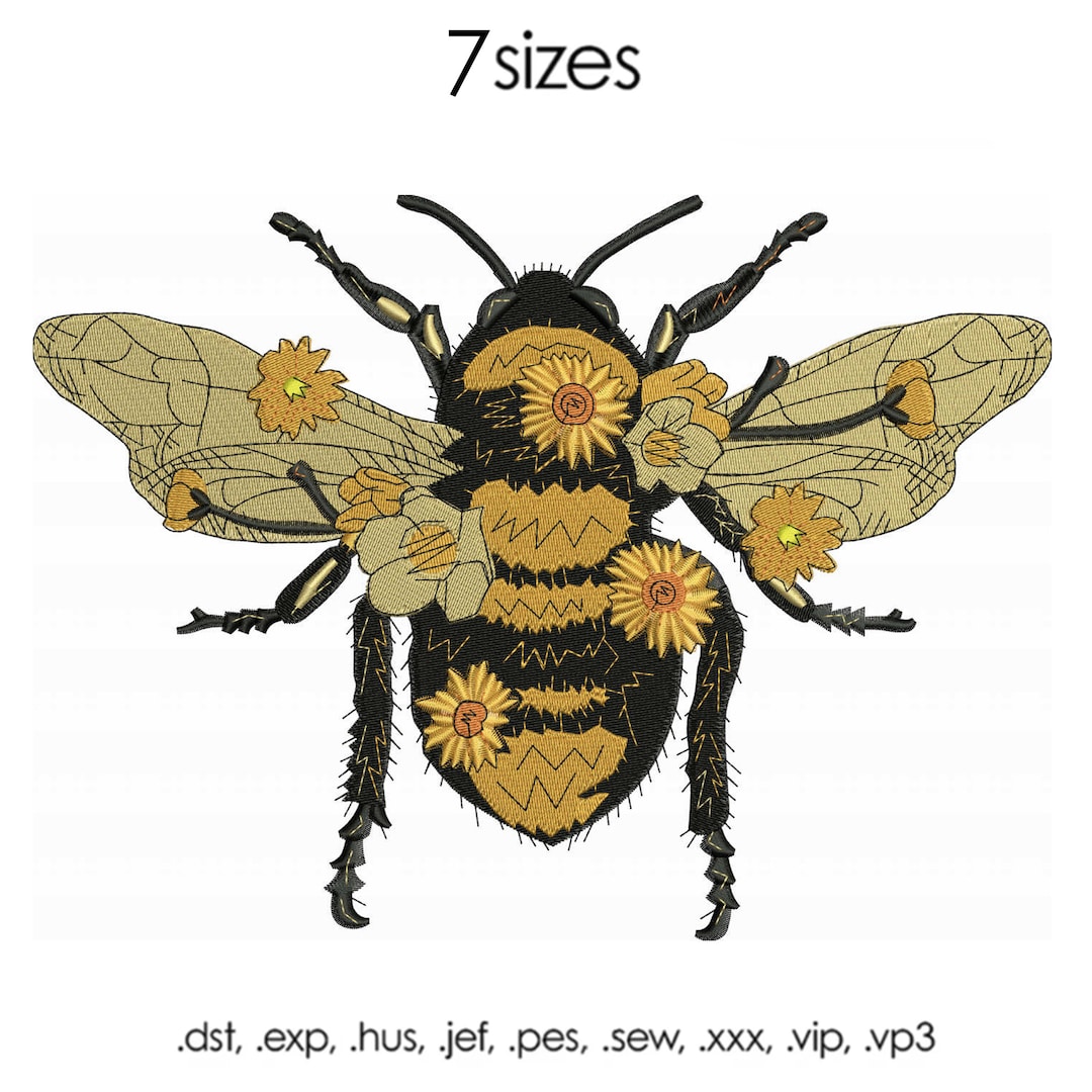 Honey Bee Embroidery File, 7 SIZES Pes, Pes Machine Embroidery, Honey ...