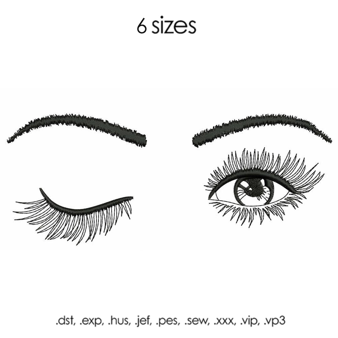 Eyes Machine Embroidery Design, Eyelashes Embroidery Design, 6 SIZES ...