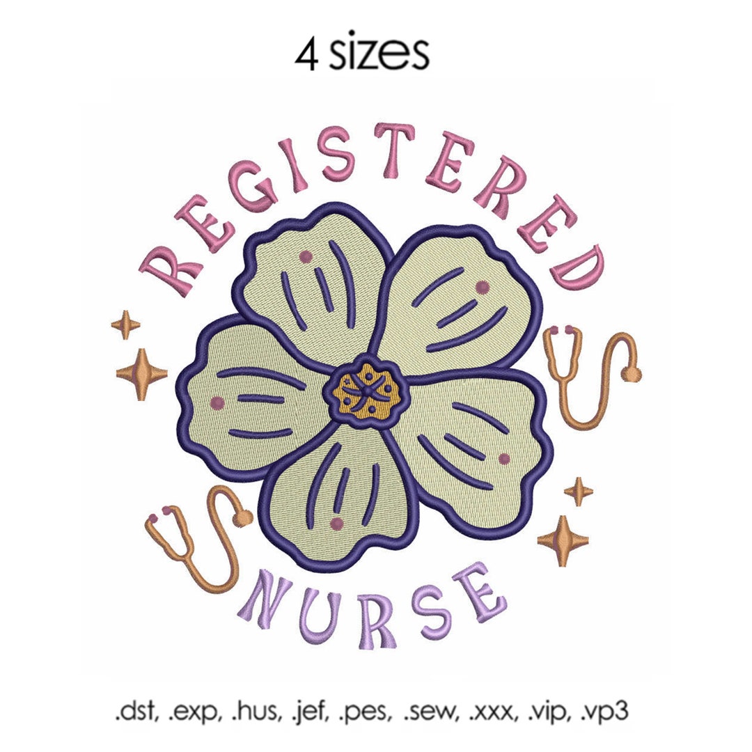 Nurse Machine Embroidery File, 4 Sizes, Registered Nurse, Medical ...
