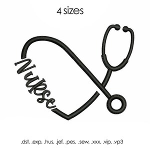 Nurse Machine Embroidery File, 4 Sizes, EKG Pes, Medical Embroidery ...