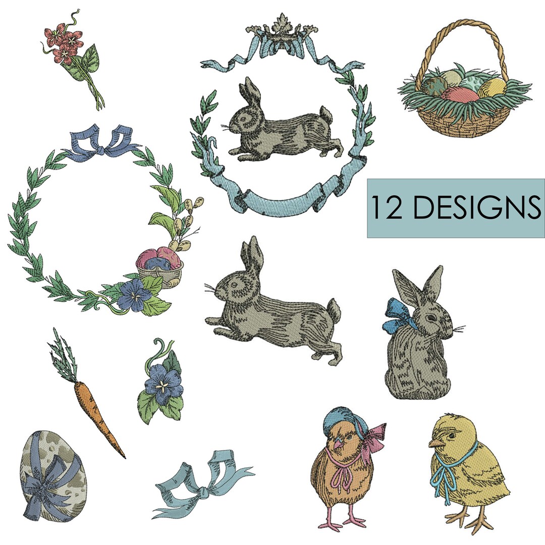 Easter Embroidery File, 12 Designs, Easter Pes Machine Embroidery ...