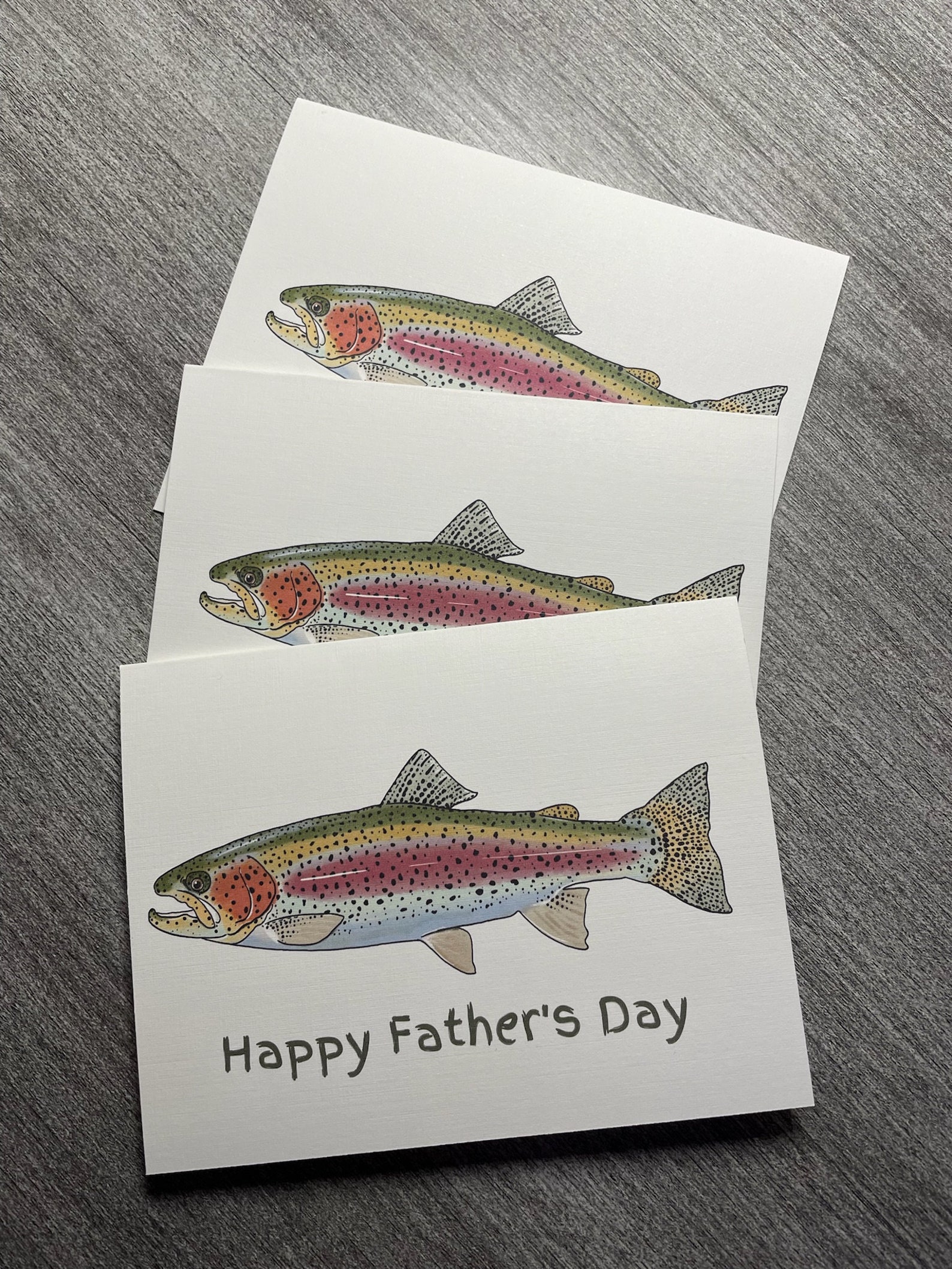 Rainbow Trout Happy Father's Day Card 4.25x5.5 Blank Card With Craft ...