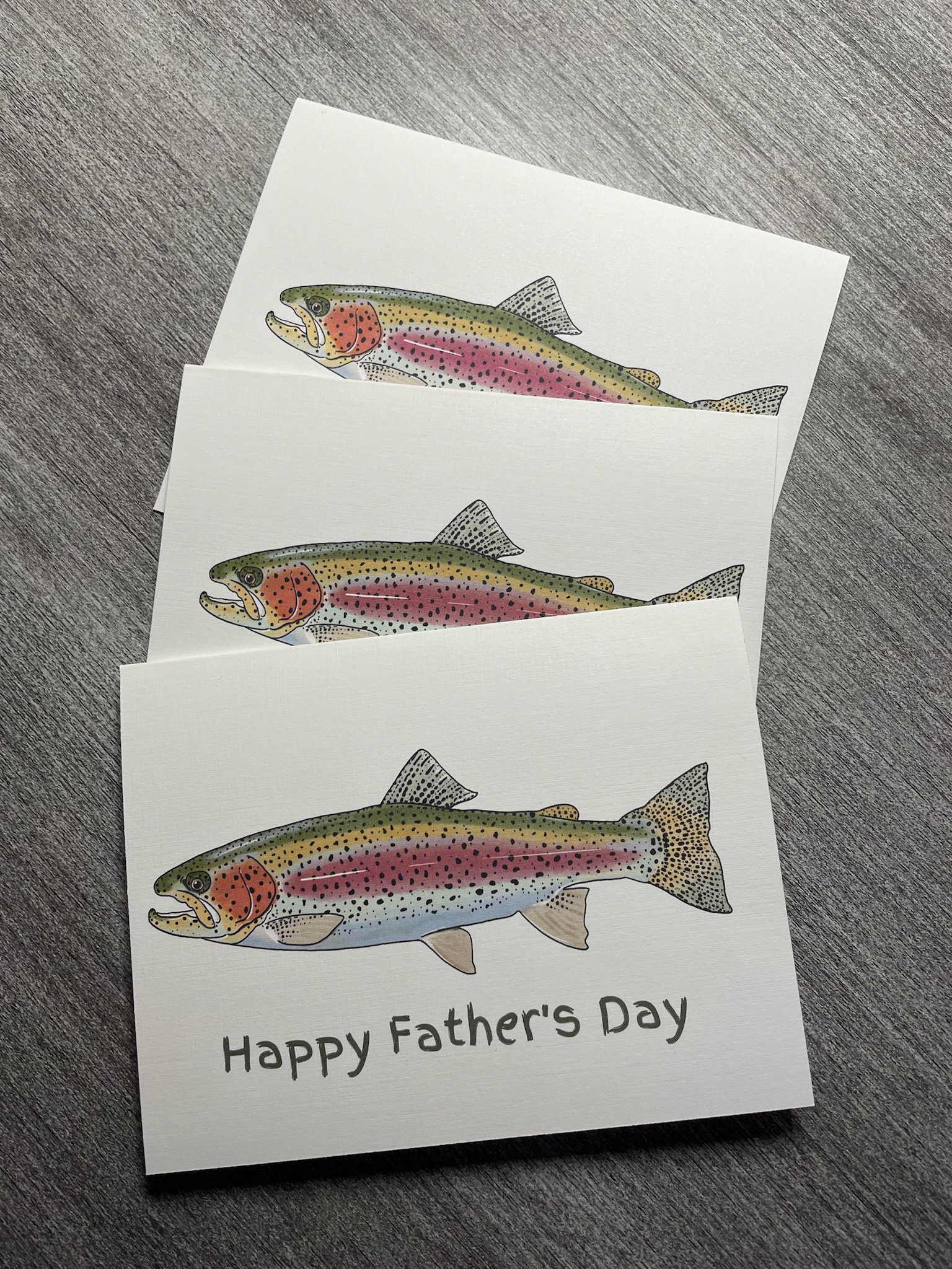 Rainbow Trout Happy Father's Day Card 4.25x5.5 Blank Card With Craft ...