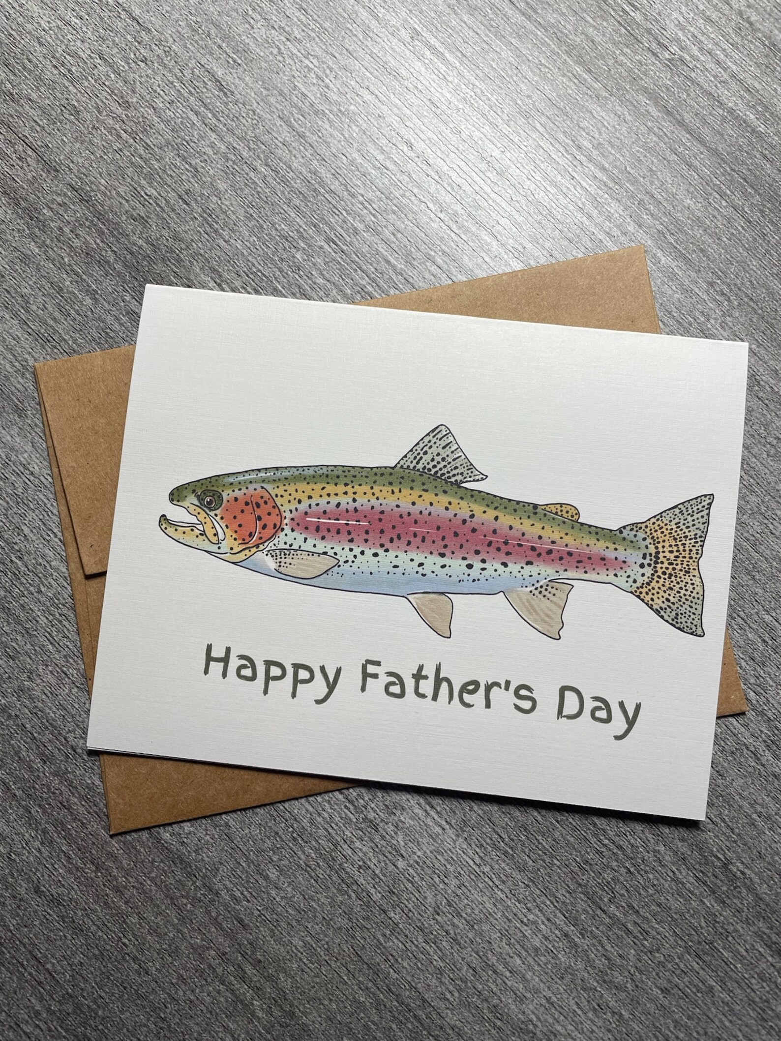 Rainbow Trout Happy Father's Day Card 4.25x5.5 Blank Card With Craft ...