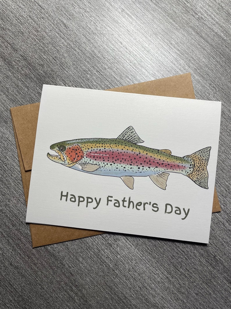 Rainbow Trout Happy Father's Day Card 4.25x5.5 Blank Card With Craft ...
