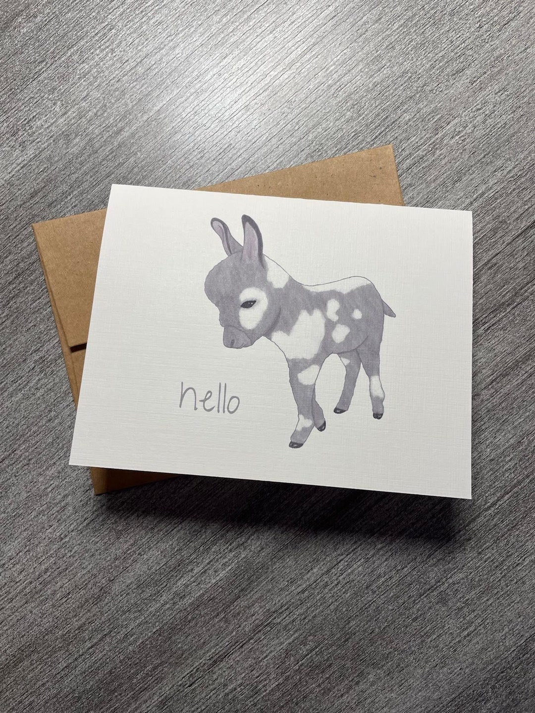 Hello Donkey Greeting Card With Craft Envelope - A2 Size - All Occasion ...